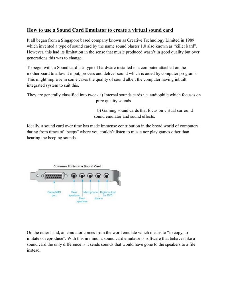 How to use Sound Card Emulator to create a virtual sound card by Denis ...