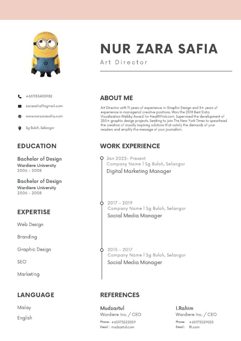 Sample Resume by Nur Zara Safia Inon | Truelancer