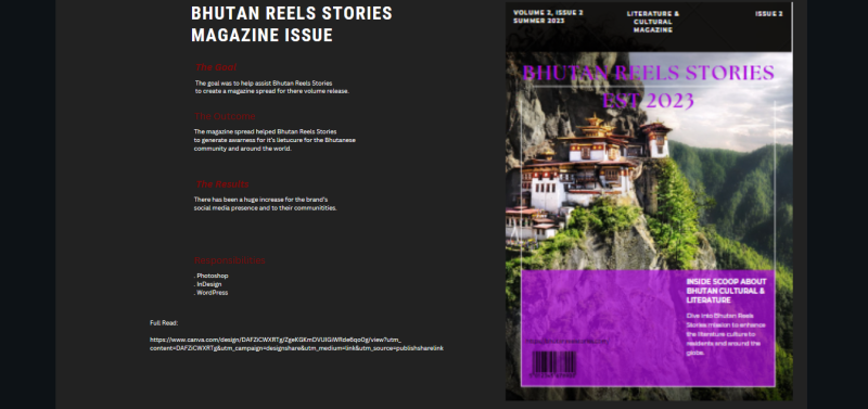 Bhutan Reels Magazine Spread Design by Savannah Jackson | Truelancer