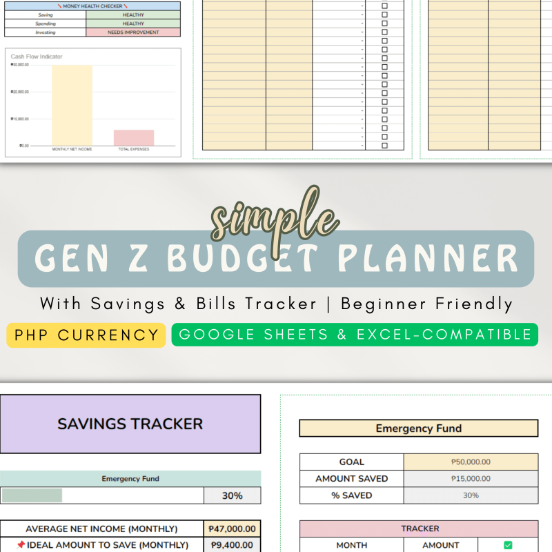 Simple Gen Z Budget Planner Template with Savings & Bills Tracker ...