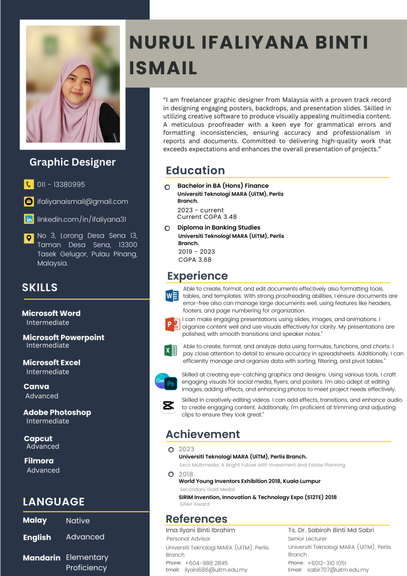 Resume by Nurul Ifaliyana Ismail | Truelancer