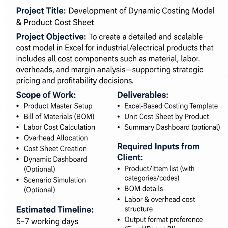 Development of Dynamic Costing Model & Product Cost Sheet by Shubham ...